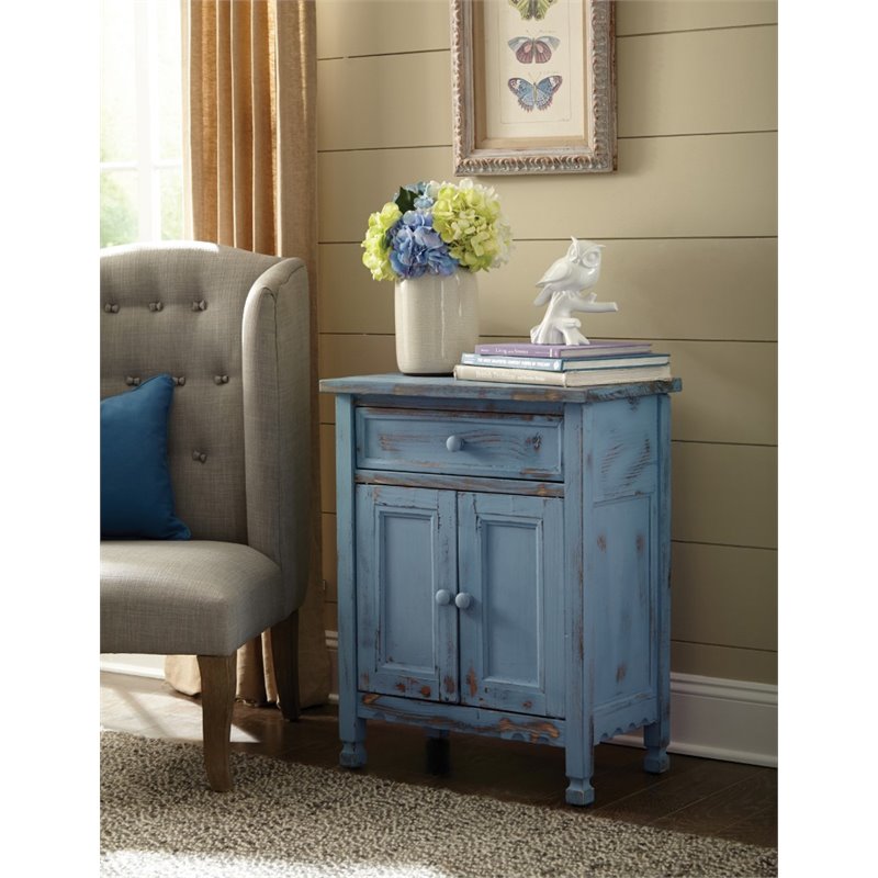 Alaterre Furniture Country Cottage Accent Cabinet in Blue Antique Finish Cymax Business