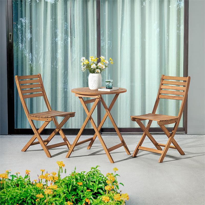 Alaterre Furniture Cabot Folding Table and Chair Set - Round Table and ...