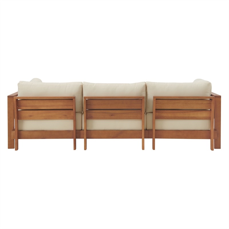 Barton Natural Wood 3 Person Outdoor Couch with Cushions Cymax Business