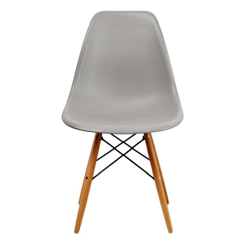 Plastic Chair with Wood Legs in Gray (Set of 2) | Cymax Business