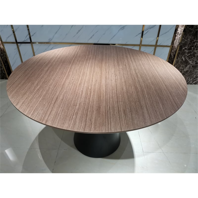 Walnut Wood Top 48" Round Dining Table w/Black Powder Coating Pedestal ...
