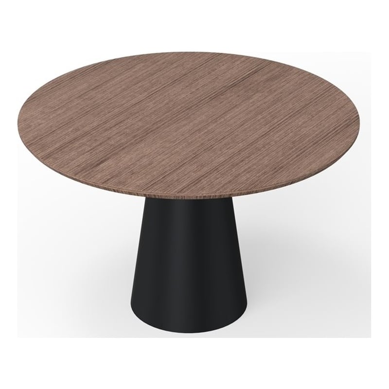Walnut Wood Top 48" Round Dining Table w/Black Powder Coating Pedestal ...
