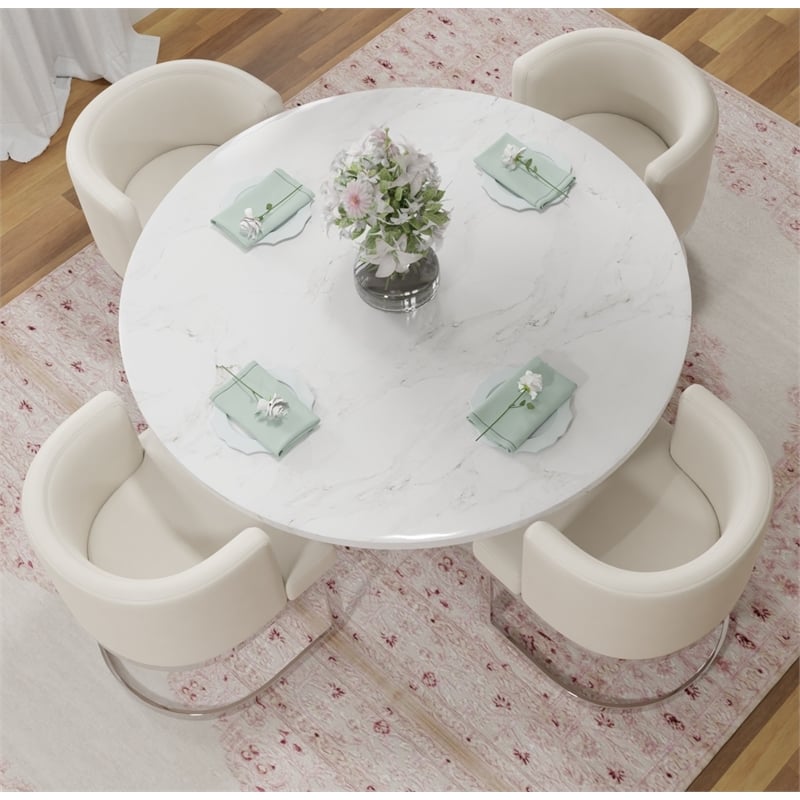 Creative Images Intl 60'' Round Marble Dining Table Pedestal Base ...