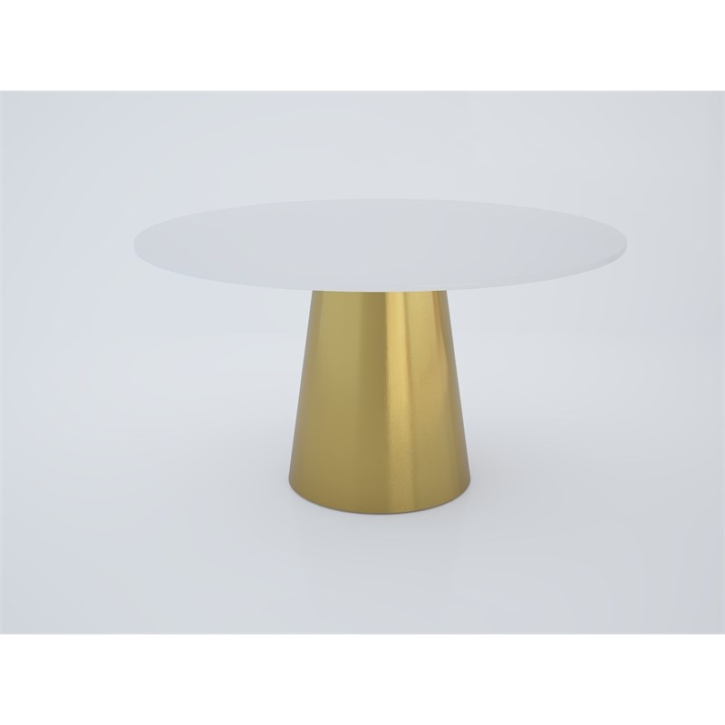 54'' White top Mable Dining Table with Brushed Gold Base | Cymax Business