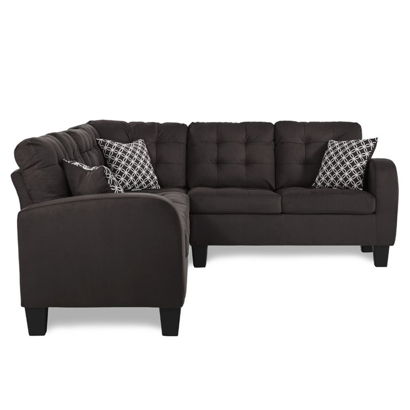 Lexicon Sinclair Upholstered Reversible Sectional Sofa in Chocolate | Cymax Business