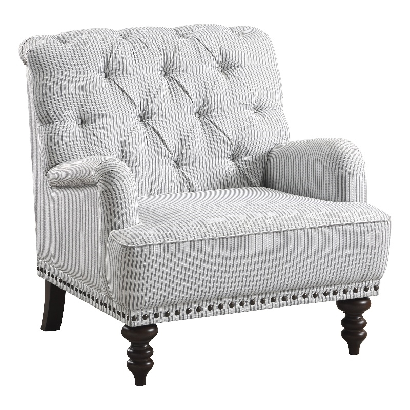 Lexicon Holland Park Fabric Upholstered Accent Chair in Gray Striped ...