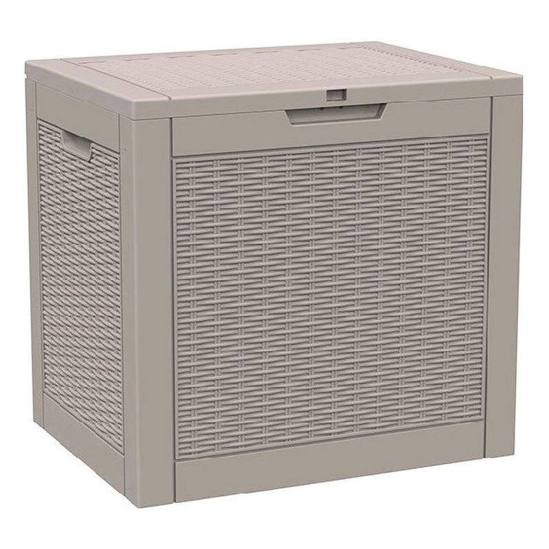 30-Gallon Weatherproof Outdoor Storage Box with Rattan Effect - Tan ...