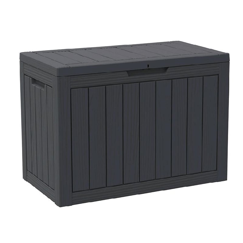 45-Gallon Weatherproof Outdoor Storage Box with Woodgrain Finish ...