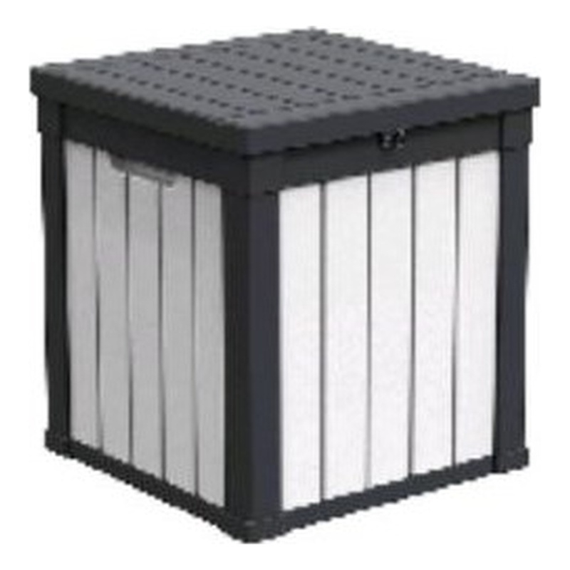 50-Gallon Weatherproof Outdoor Storage Box - Black and White Resin