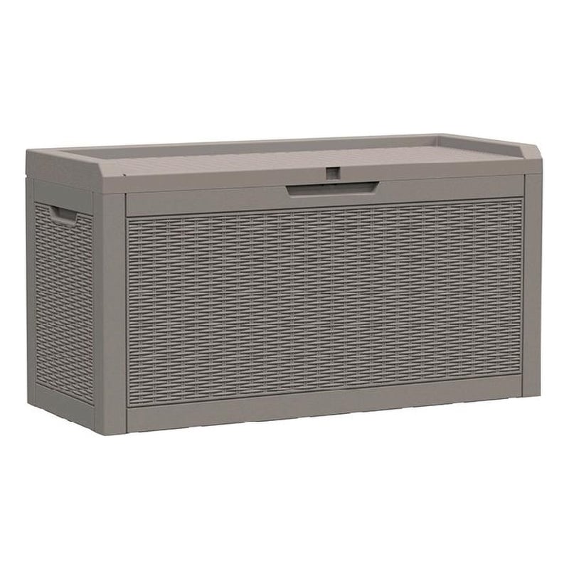 60-Gallon Weatherproof Outdoor Storage Box with Rattan Effect -light ...