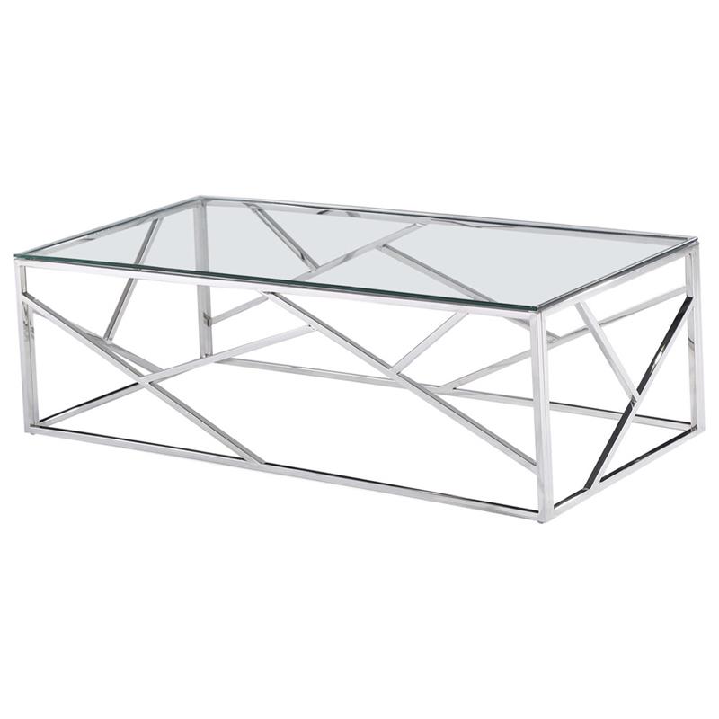 Best Master Morganna Stainless Steel Living Room Coffee Table in Silver ...
