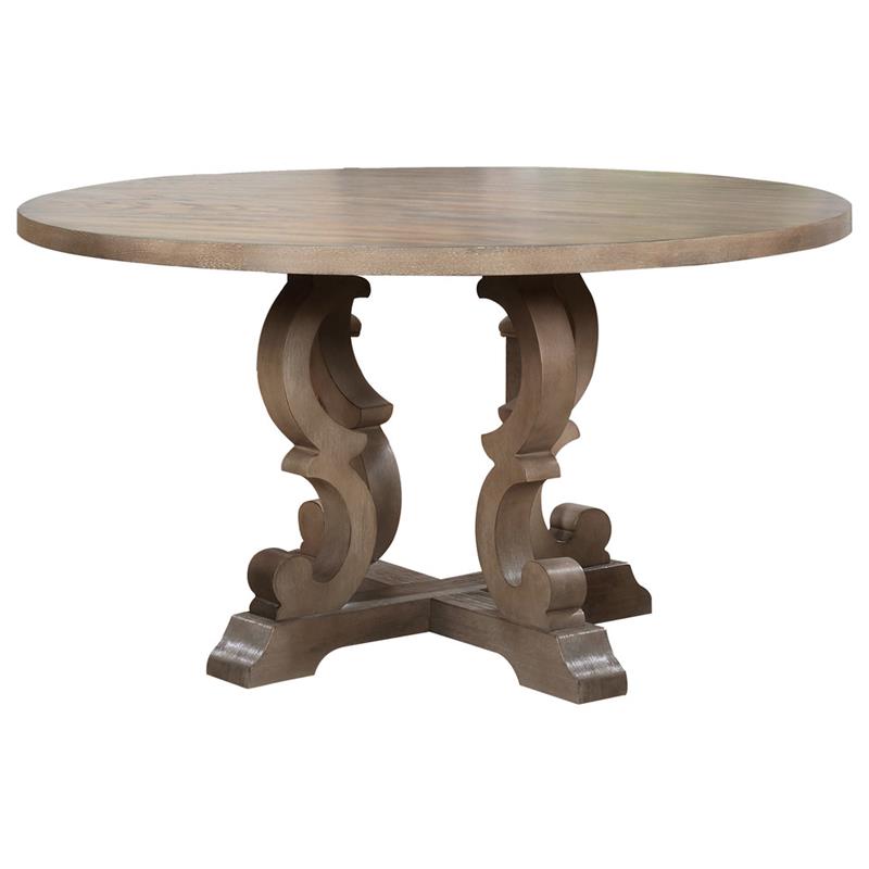 Best Master Catonsville Solid Wood Round Dining Table in Rustic Natural ...