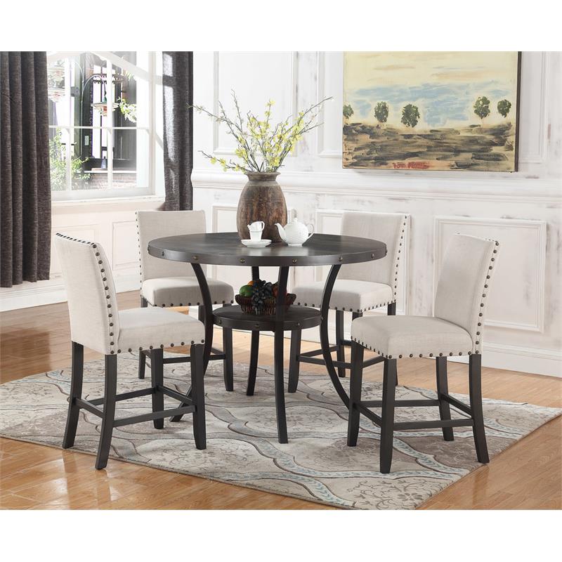 Best Master Darlington Solid Wood Round Counter Height Table in Antique ...