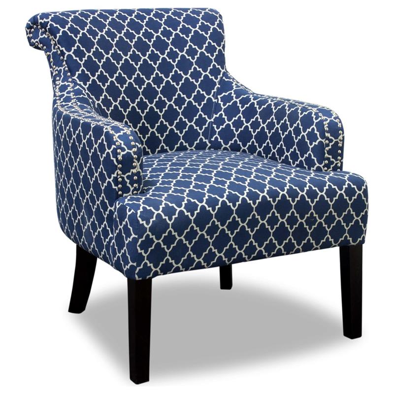 Best Master Regency Fabric Upholstered Accent Chair in Blue/White ...