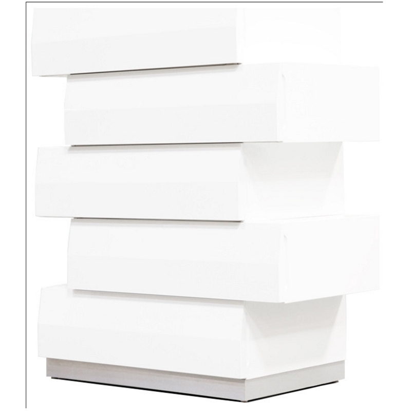 Best Master Spain 5-Drawer Poplar Wood Bedroom Chest in White/Silver ...