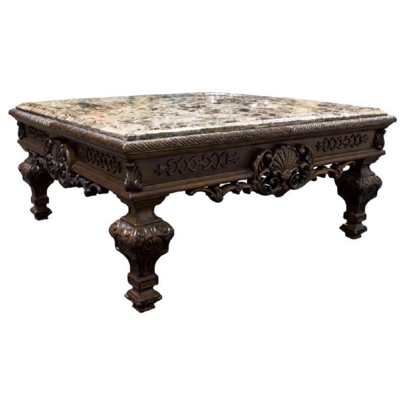 Best Master Traditional Solid Wood and Faux Marble Top Coffee Table in ...