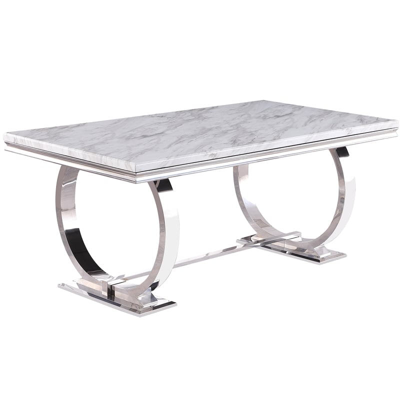 Layla Modern White Faux Marble Rectangular Dining Table | Cymax Business