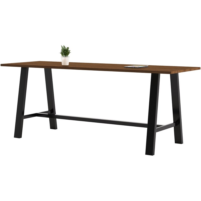 KFI Midtown 3' x 9' Wood Top Bar Height Conference Table in Walnut ...