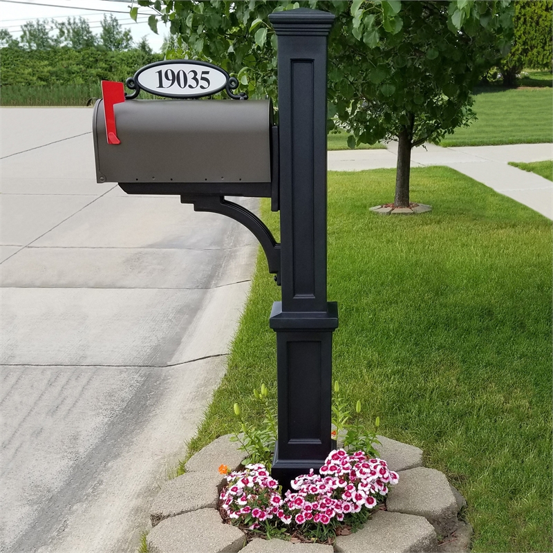 Mayne Newport Plus Weatherproof Traditional Plastic Mail Post in Black ...