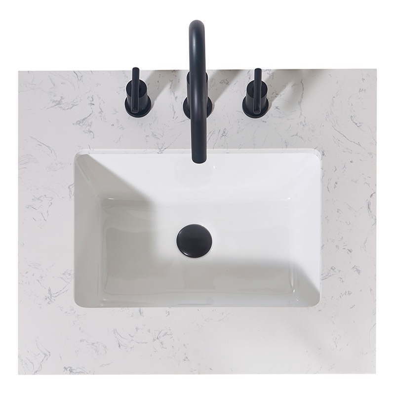 24. in Stone effects Vanity Top in Aosta White Apron with White Sink