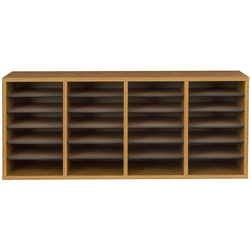Safco Medium Oak 24 Compartment Wood Adjustable File Organizer