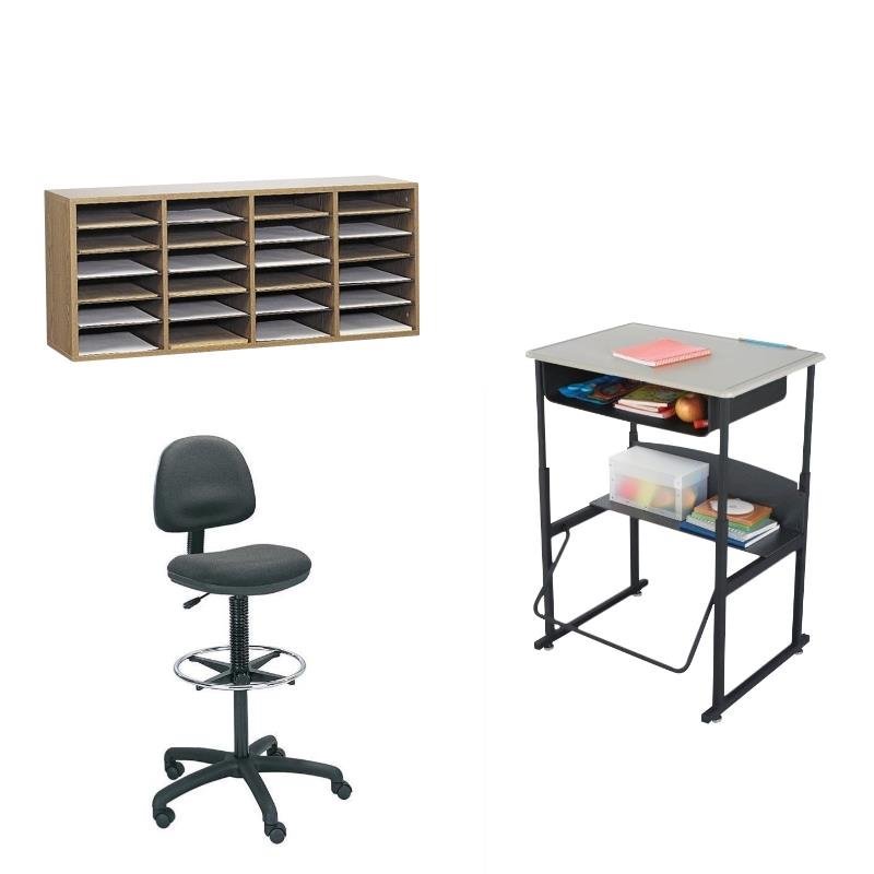3 Piece Set Student Desk with Book Box and File Organizer and Chair ...
