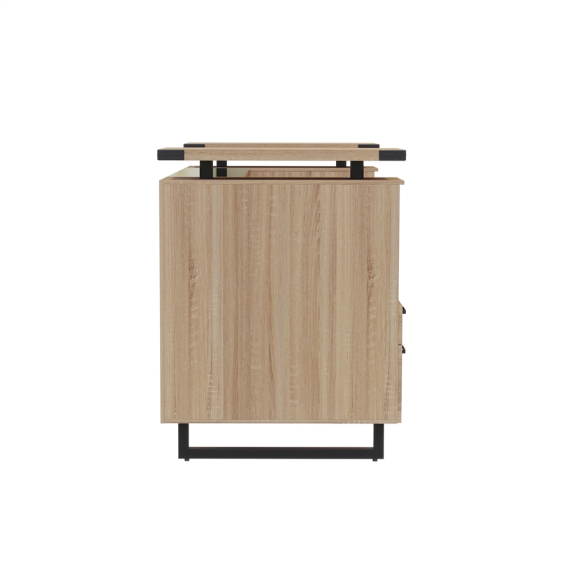 Safco Mirella Modern Wood Reception Desk in Sand Dune Beige Finish