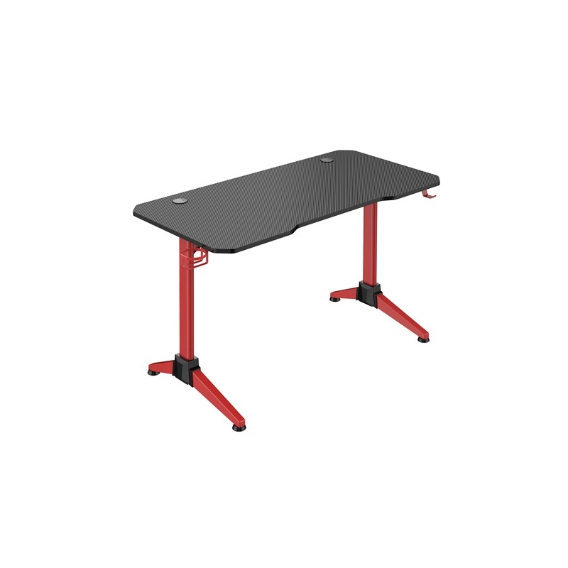 Ultimate Computer Gaming Desk Red Metal Legs with LED Under Desk ...