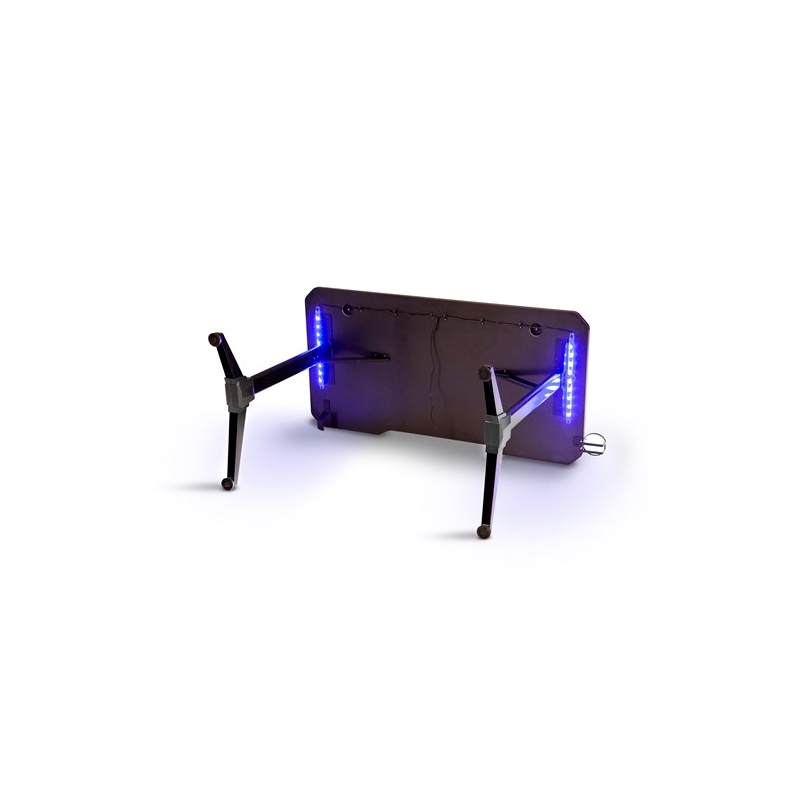 Ultimate Computer Gaming Desk Red Metal Legs with LED Under Desk ...