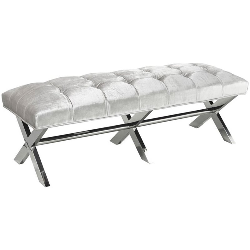 Uptown Club Grimm Transitional Velvet Tufted Bench in Gray ...