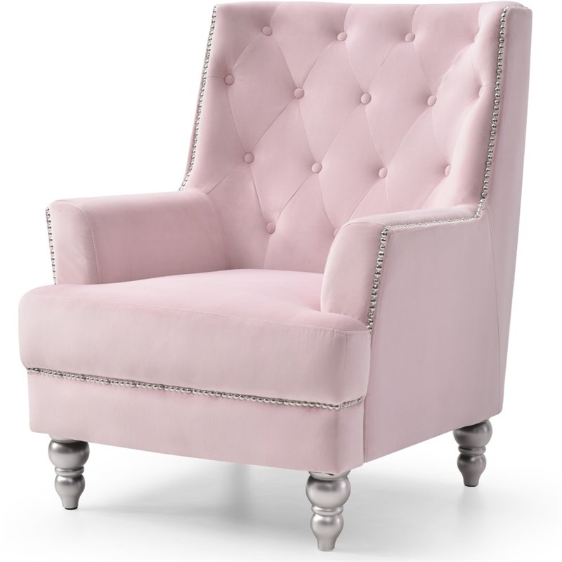 Glory Furniture Pamona Velvet Chair in Pink | Cymax Business