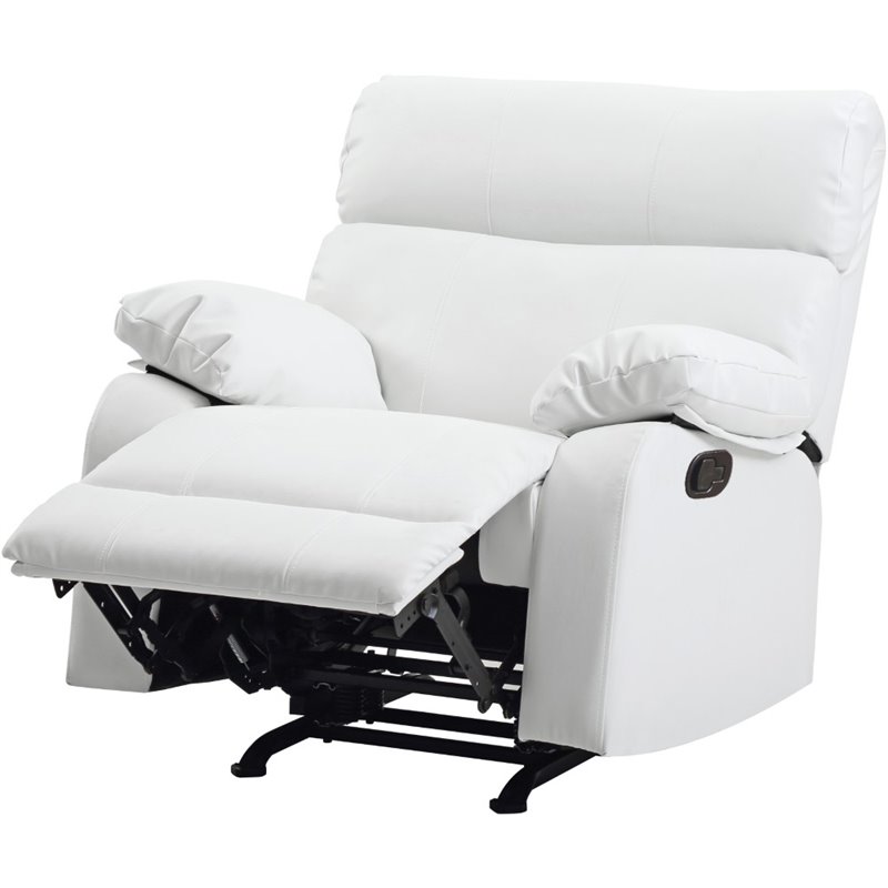 Glory Furniture Manny Faux Leather Rocker Recliner in White ...