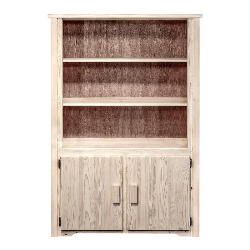Montana Woodworks Homestead Wood Bookcase with Storage in Natural Lacquered