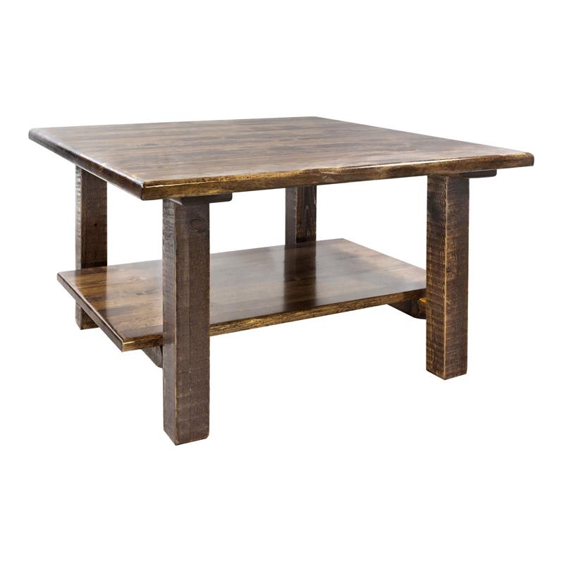 Montana Woodworks Homestead Wood Cocktail Table with Shelf in Brown ...