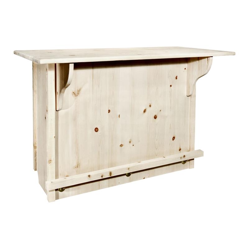 Montana Woodworks Homestead Deluxe Wood Bar with Foot Rail in Natural ...