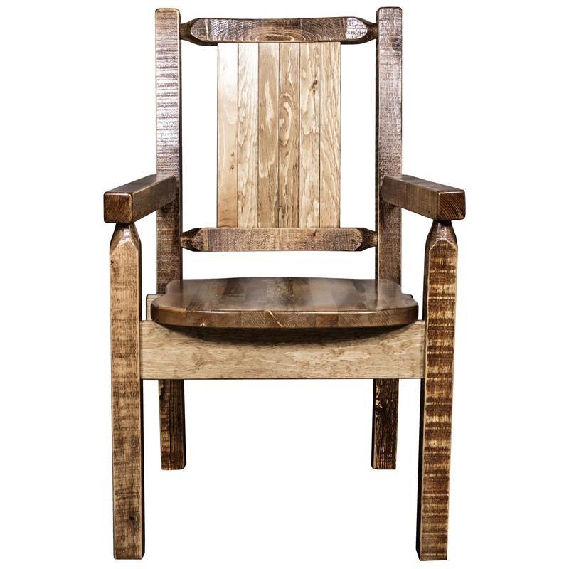 Montana Woodworks Homestead Pine Wood Captain's Chair with Bronc Design ...