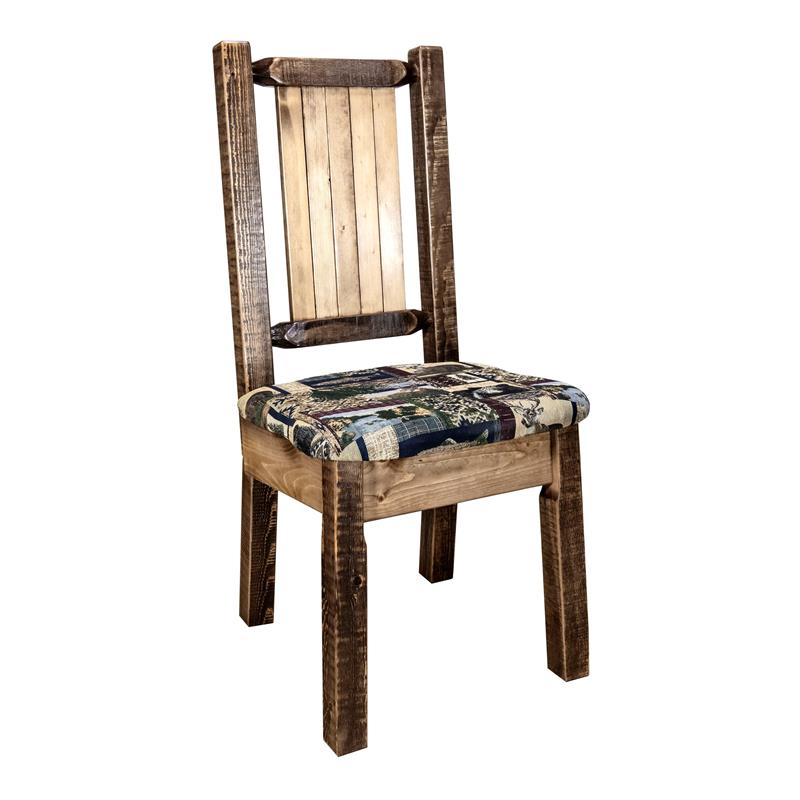 Montana Woodworks Homestead Wood Side Chair with Engraved Moose Design ...