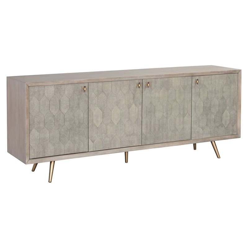 Sunpan Aniston 78.75" Modern Wood and Bonded Leather Large Sideboard in ...