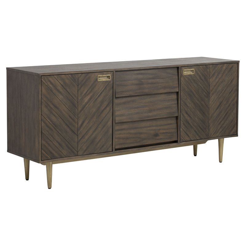 Sunpan Greyson 71" Modern Wood and Steel Sideboard in Brown/Nickel ...