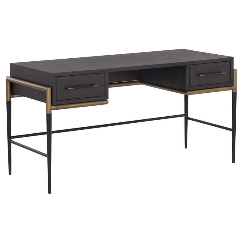 Sunpan Weldrick 60" 2-drawer Modern Wood and Iron Desk in Brown/Black ...