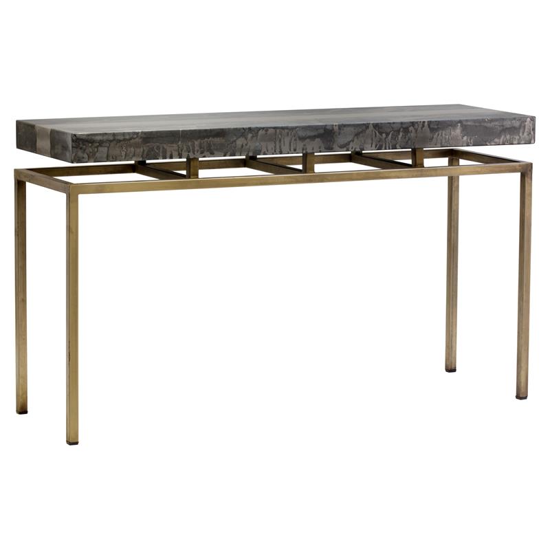 Sunpan Toreno 52" Rectangular Modern Metal Console Table in Antique ...