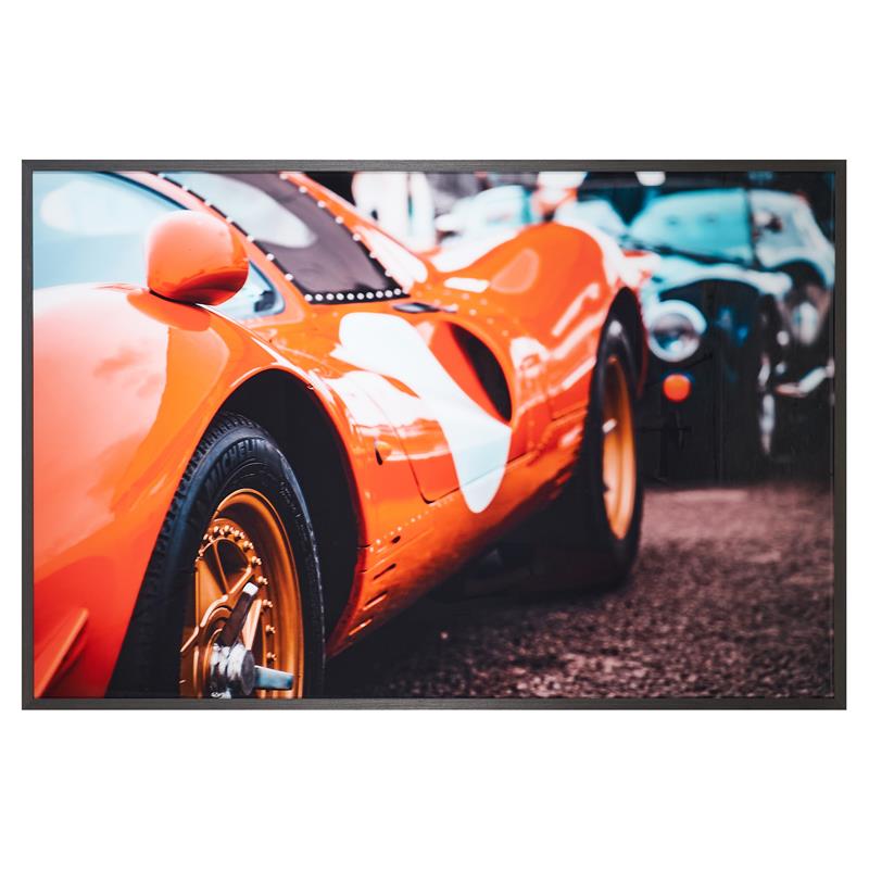 Sunpan 72" Modern Acrylic Vintage Ferrari Wall Art in Charcoal/Orange ...