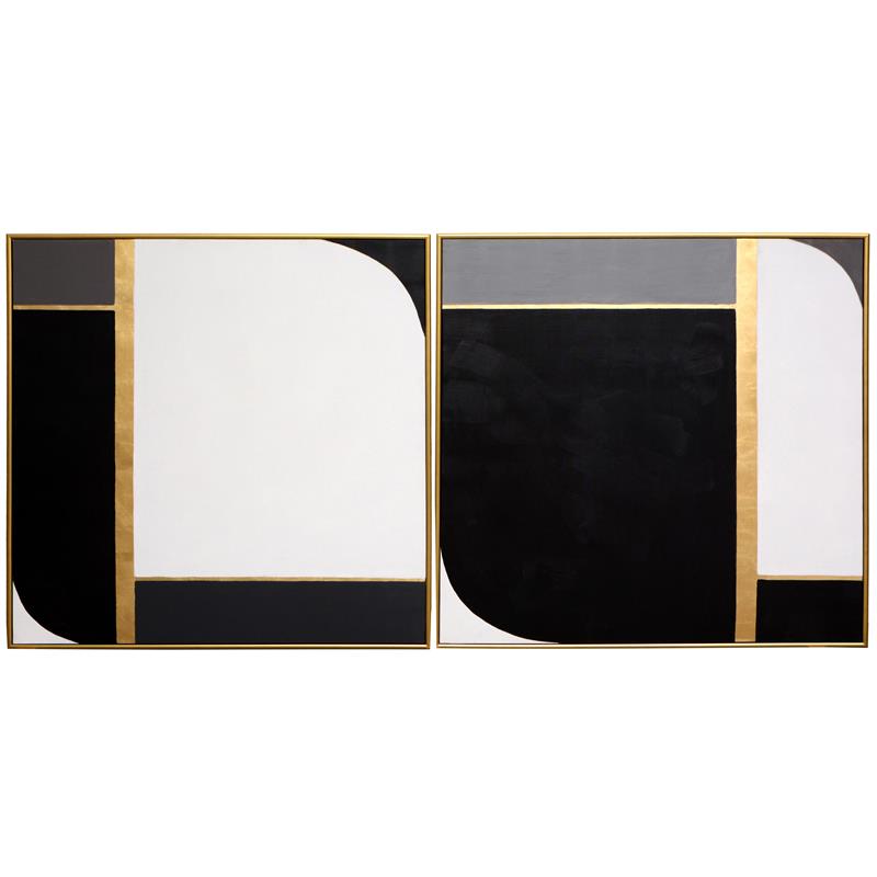 Sunpan 48" Modern Wood Double Exposure Wall Art in Gold/Black (Set of 2 ...