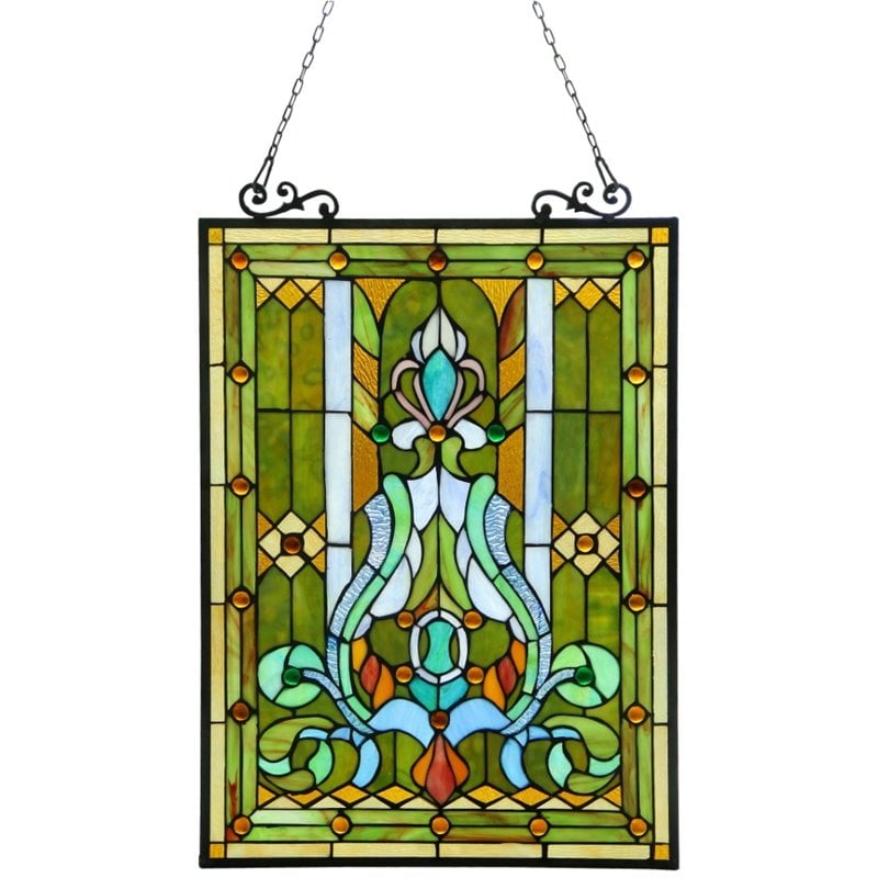 CHLOE Carina Tiffany-style Victorian Glass Window Panel 18x25.5 | Cymax ...