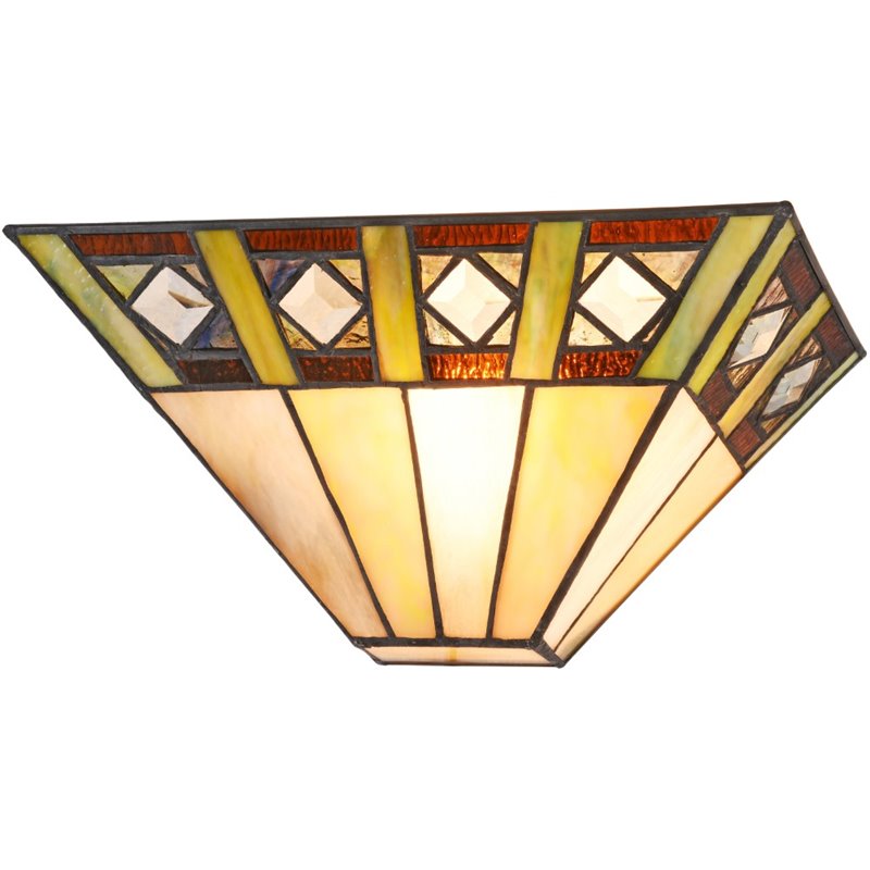 CHLOE Giles Tiffany-style 1 Light Mission Indoor Wall Sconce 12" Wide ...
