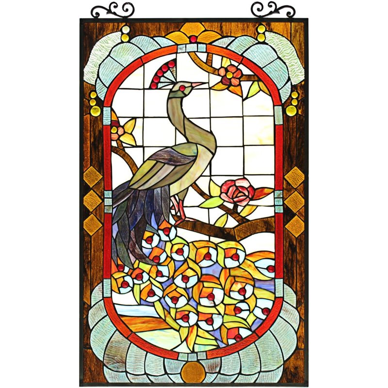 CHLOE Phoenix Tiffany-Style Animal Stained Glass Window Panel 33 ...