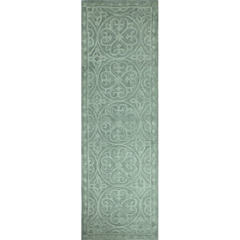 Bashian Verona Hanover 2'6" x 8' Area Runner Rug in Teal | Cymax Business
