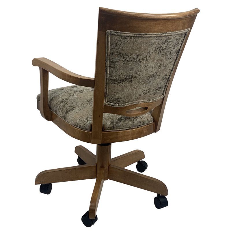 Tobias Designs 37" Swivel Wood Dining Caster Chair in Poet Desert Brown ...