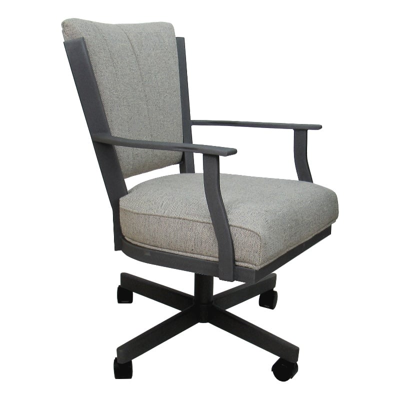 Montana Swivel Metal Dining Caster Chair - Hemsath Slate Gray Fabric ...