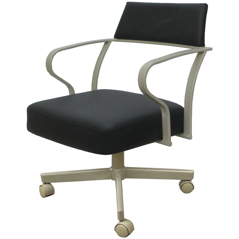 Carolina Swivel Tilt Metal Dining Caster Chair - Gray Vinyl - Beige Frame